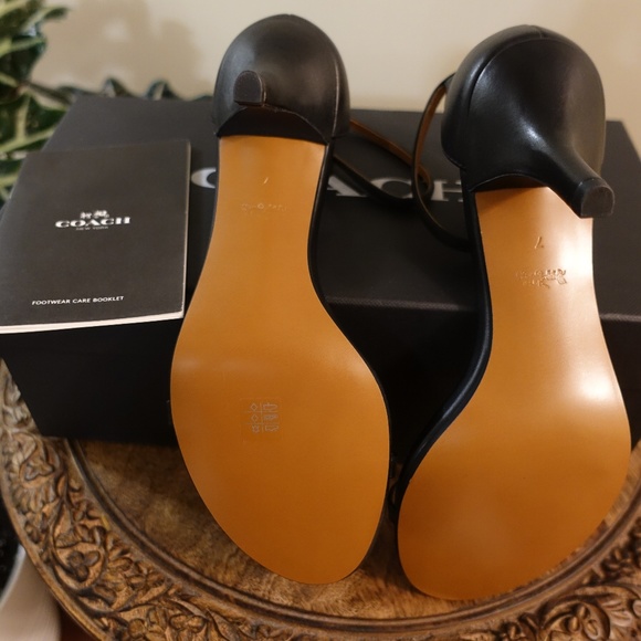 Coach | Shoes | Coach Heeled Black Leather Dress Sandal | Poshmark